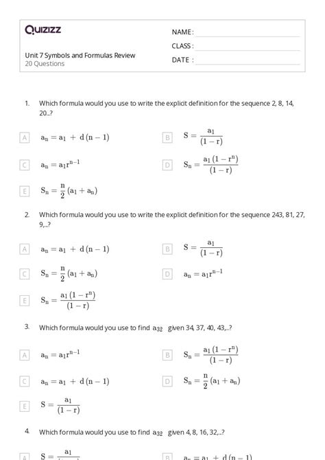 50 Sigma Notation Worksheets For 10th Year On Quizizz Free Printable