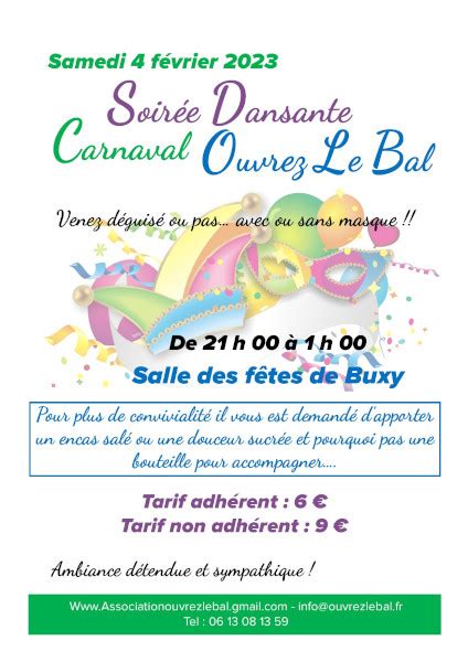 OUVREZ LE BAL Soirée dansante Carnaval à la salle des fêtes Commune