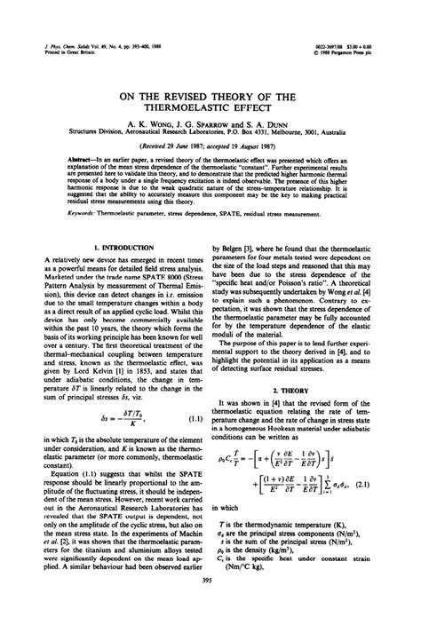 Pdf On The Revised Theory Of The Thermoelastic Effect