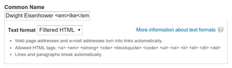 entities can i make text field accept filtered html drupal answers