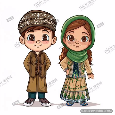 Ai创作图卡通回族男女 卡通乌孜别克族男女 塔吉克族人物情侣插画 乌兹别克族男孩女孩 塔塔尔族人物情侣插画 回族人物情侣插画 回族男孩女孩 Q版维族卡通形象 卡通维吾尔族服饰 Q版撒拉族男女
