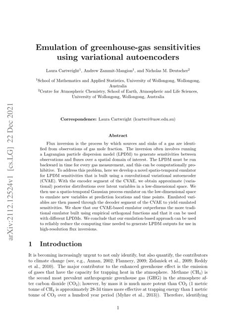 Pdf Emulation Of Greenhouse Gas Sensitivities Using Variational