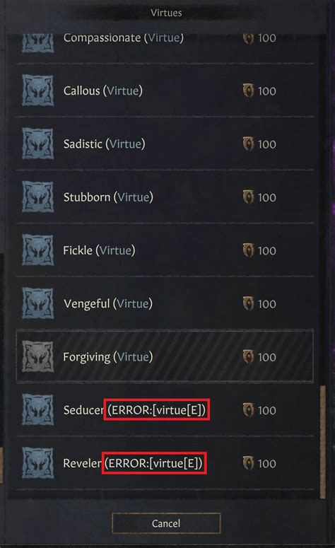 Im Getting An Error In My Virtue Name Strings And Im Not Sure How To