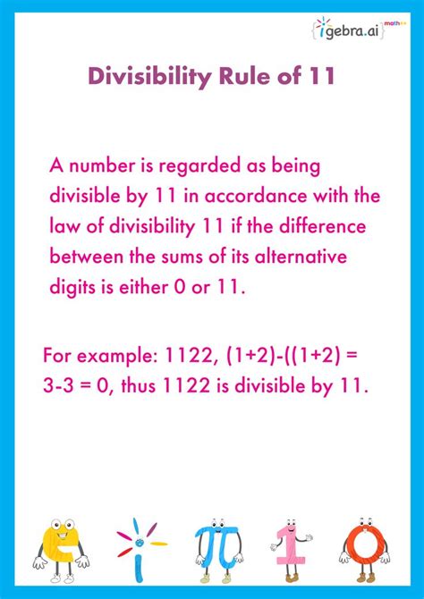 Divisibility Rule Of 11 Divisibility Rules Mental Math Math Concepts
