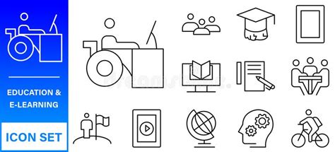 Education And Learning Web Icons In Line Style Online Education Line Outline Icon Set Vector