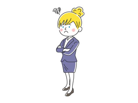腕組みをした悩んでいる若いol04の無料イラスト イラストセンター