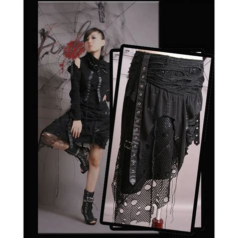 Punk Black Gothic Womens Skirt Rockabilly Fashion Tattered Net Bottom