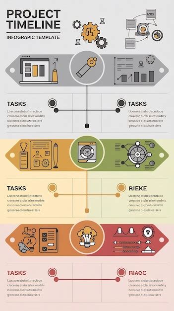 Project Timeline Infographic Template With 6 Tasks Gantt Chart Vector Eps10 Illustration