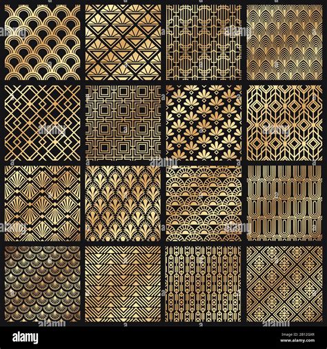 Art Deco Patterns Decorative Golden Lines Angular Line Frame And 1920 Arts Gold Pattern Vector