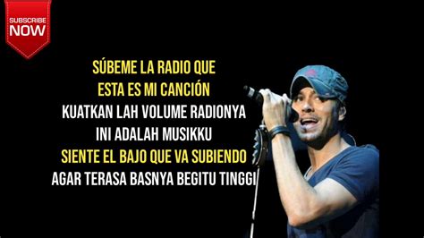 Lirik Dan Terjemahan Subeme La Radio Enrique Iglesias Youtube