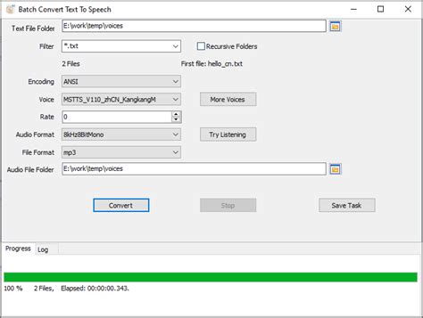 Batch Convert From Text Files To Speech In Audio Formats Like Mp3