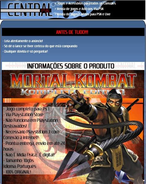 Mortal Kombat 9 Komplete Edition Ps3 Playstation 3 Completo R 1989