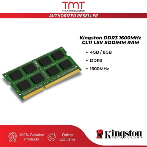 [tmt Official] Kingston Ddr3 Laptop Ram Sodimm 4gb 8gb 1600mhz Lazada