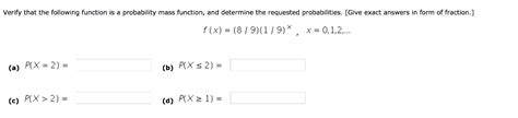 Solved Verify That The Following Function Is A Probability