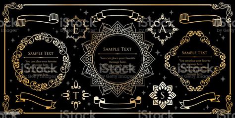 빈티지 벡터 세트입니다 모노그램 초대장 프레임 메뉴 라벨 및 웹 사이트의 디자인을위한 꽃 요소 카페 부티크의 카탈로그 및 브로셔의 디자인을위한 그래픽 요소 0명에 대한 스톡