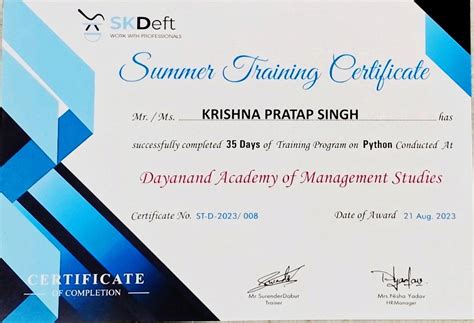 krishna pratap singh b c a on linkedin python certification skdeft