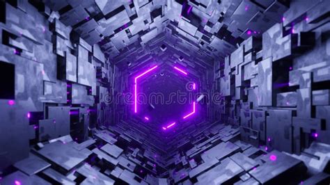 Seamless Loop Motion Graphic Of Flying Into Hexagonal Tech Tunnel Stock Video Video Of