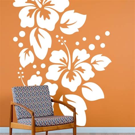 Cascading Hibiscus Flowers Wall Decal Custom Vinyl Art Etsy