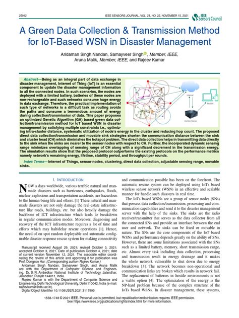 A Green Data Collection Amp Transmission Method For Iot Based Wsn In