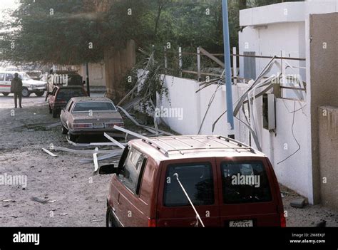 Debris Litters A Street After An Iraqi Scud Missile Was Intercepted By