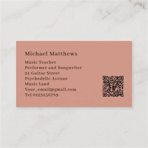 Guitar Muisc Teacher Qr Code Business Card Zazzle