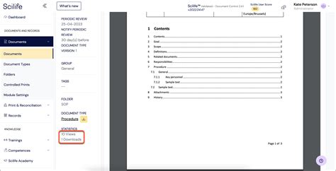 Is There A Document Download Log Scilife