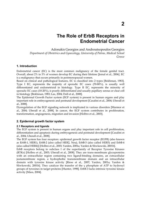 Pdf The Role Of Erbb Receptors In Endometrial Cancer