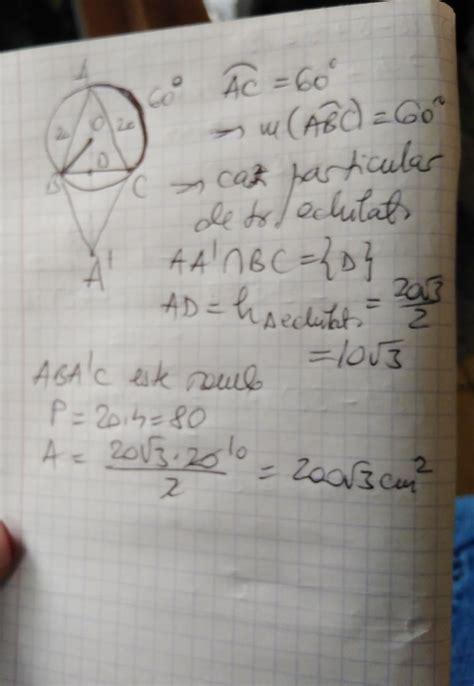 Triunghiul Isoscel ABC Cu AB AC Este Inscris In Cercul De Centru O Stiind Ca AC Cm Si AC