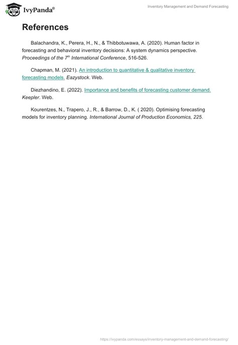 Inventory Management And Demand Forecasting 320 Words Essay Example