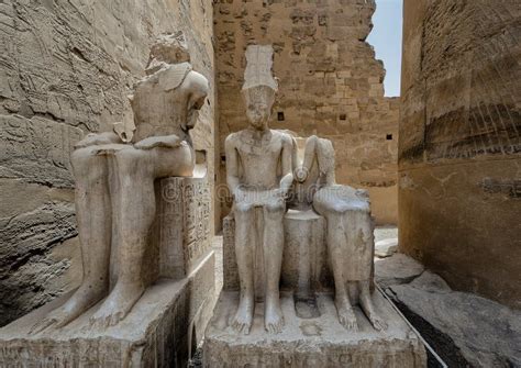Statue Of The God Amun Re And His Wife Mut Just Before The Colonnade