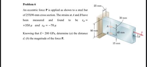 Solved 25 Mm Problem 6 An Eccentric Force P Is Applied As