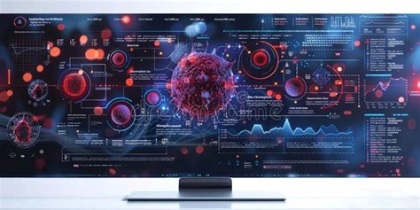 High Tech Data Visualization Of A Virus On A Futuristic Screen Perfect For Medical Research And