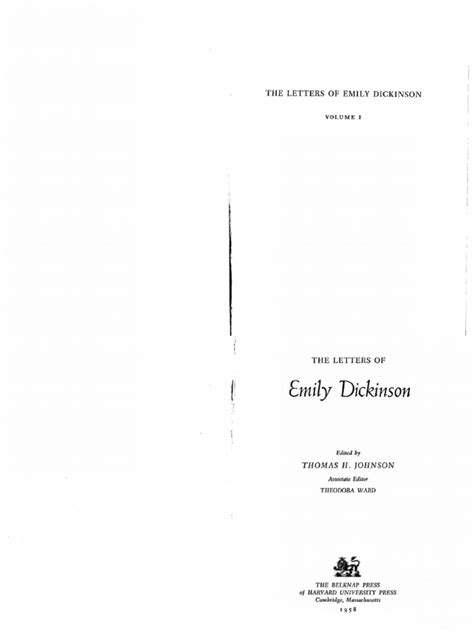 Emily Dickinson The Letters Of Emily Dickinson 1 Belknap Press Of