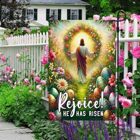 Jesus Easter Day He Has Risen Flag Easter Garden Flag Yard Decor