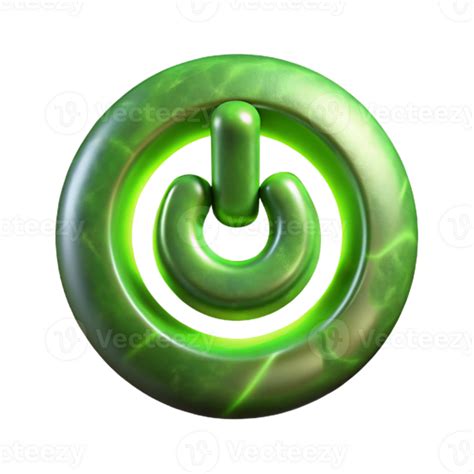 Dramatic Vintage Green Power Button Illuminated Cutout High Resolution