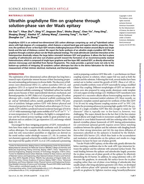 Pdf Ultrathin Graphdiyne Film On Graphene Through Solution Phase Van Der Waals Epitaxy