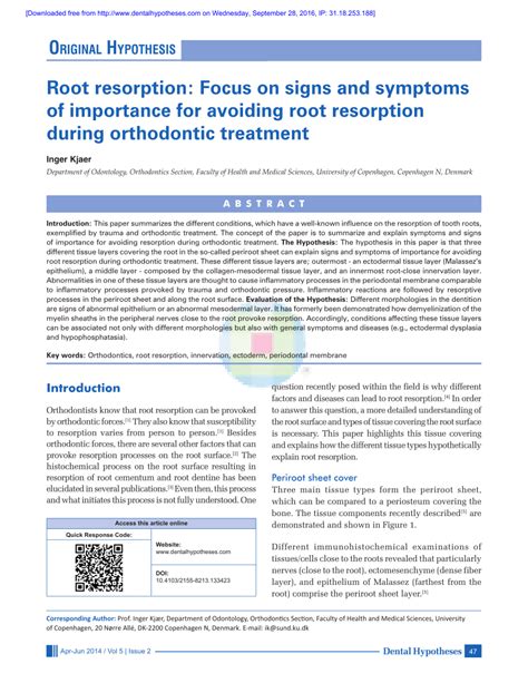 Pdf Root Resorption Focus On Signs And Symptoms Of Importance For