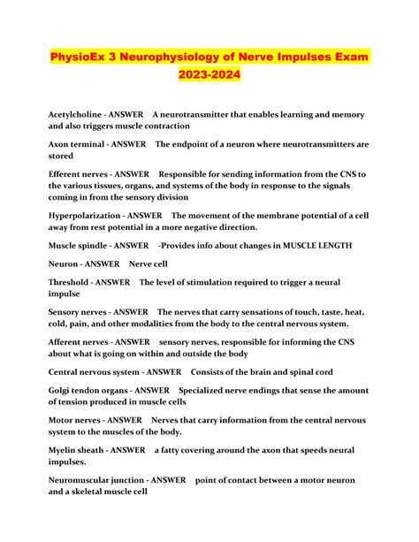 Solution Physioex 3 Neurophysiology Of Nerve Impulses Exam 2023 2024