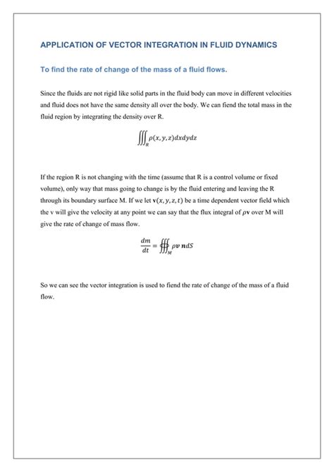 Application Of Vector Integration Docx Physics Science