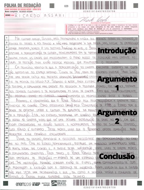 Folha De Redação Enem Para Imprimir Braincp