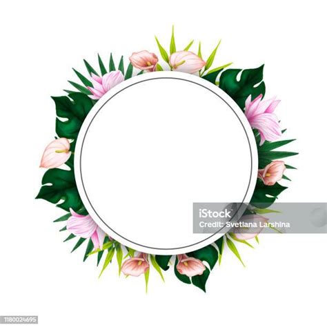 Carte Florale Daquarelle Avec Des Branches Vertes Illustration Dessinée