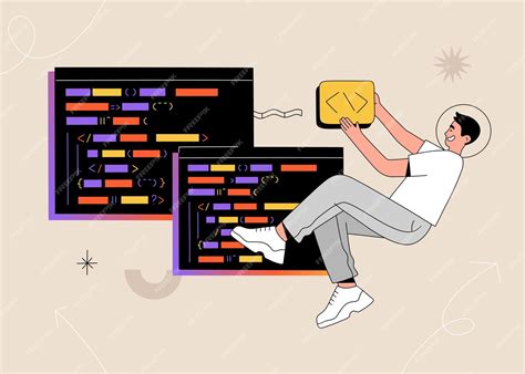 Premium Vector Programmer Working On Web Development On Computer Screen Software Engineering