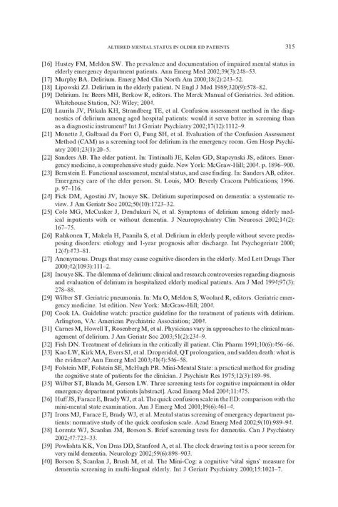 Altered Mental Status In Older Emergency Department Patients Geri EM