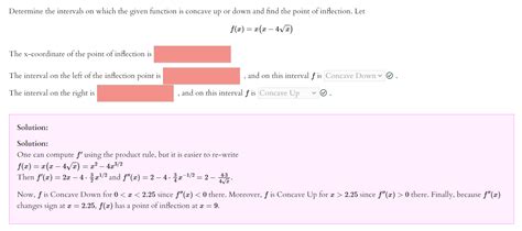 can someone explain why in this problem the point of inflection is not