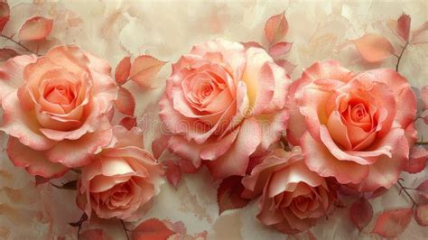 Romantic Floral Print Chic Rose Themed Design With Soft Pink And Cream