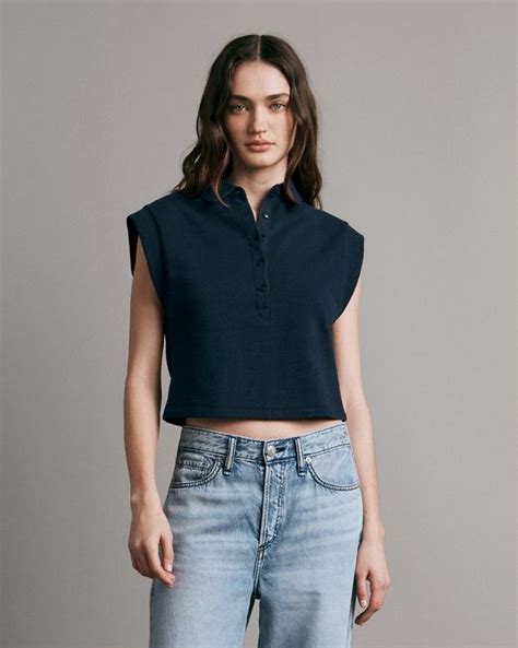 Mckenna Cotton Polo Deep Indigo Rag And Bone