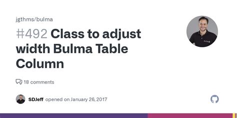 Class To Adjust Width Bulma Table Column Issue 492 Jgthms Bulma
