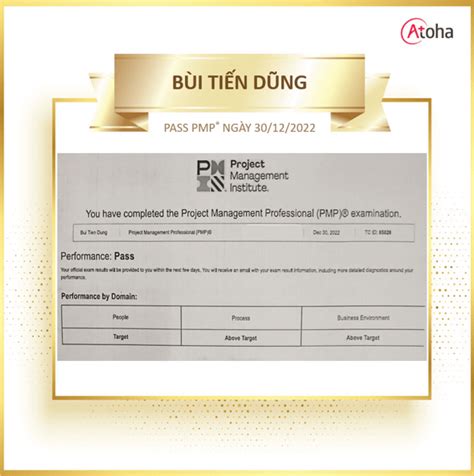 Bùi Tiến Dũng PMPPRO pass PMP ngày Atoha