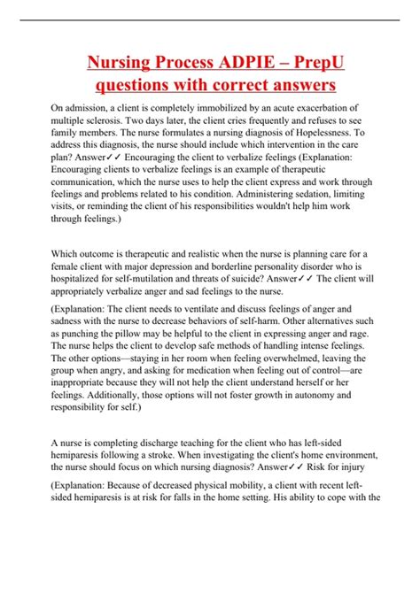 Nursing Process Adpie Prepu Questions With Correct Answers Adpie Stuvia Us