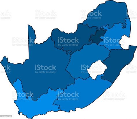 Carte Bleue De Contour De Lafrique Du Sud Sur Le Fond Blanc